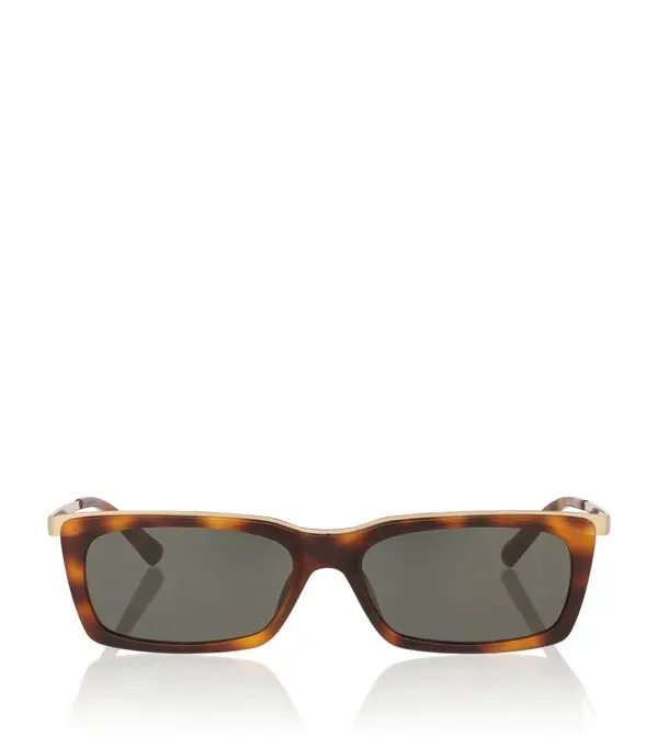 Saint Laurent Rectangle Acetate Sunglasses - Brown