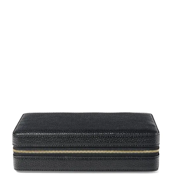 ASPINAL OF LONDON Large Leather Travel Jewellery Box - Black