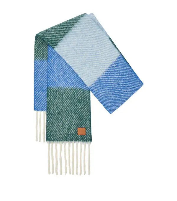 Loewe Alpaca-wool-blend Jacquard Stripe Scarf - Blue