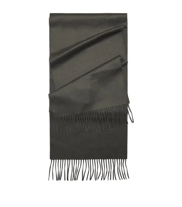 Brioni Cashmere Fringed Scarf - Green