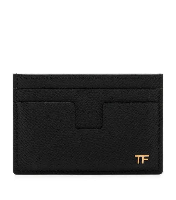 TOM FORD Leather T-line Card Holder - Black