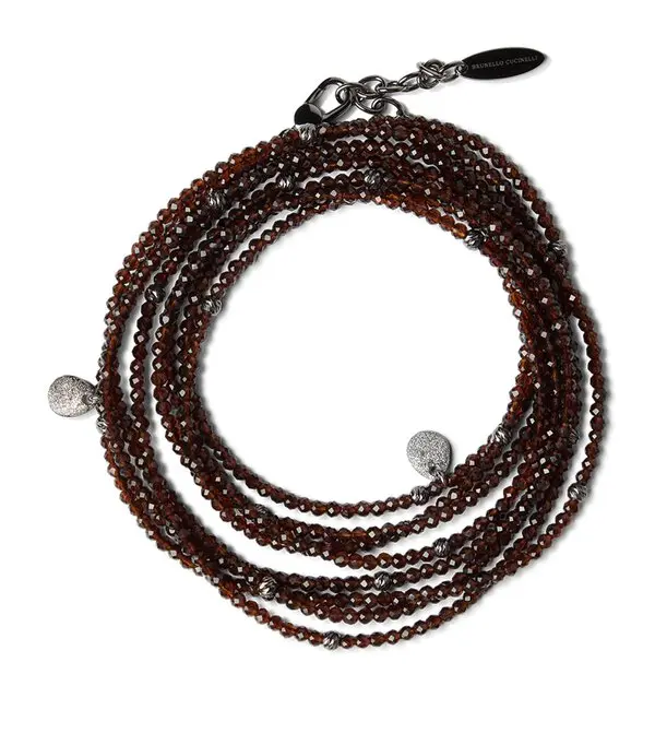 Brunello Cucinelli Sterling Silver Beaded Bracelet - Brown