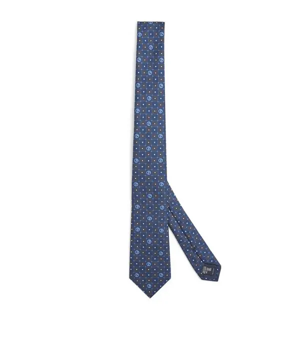 Giorgio Armani Silk Jacquard Neck Tie - Blue