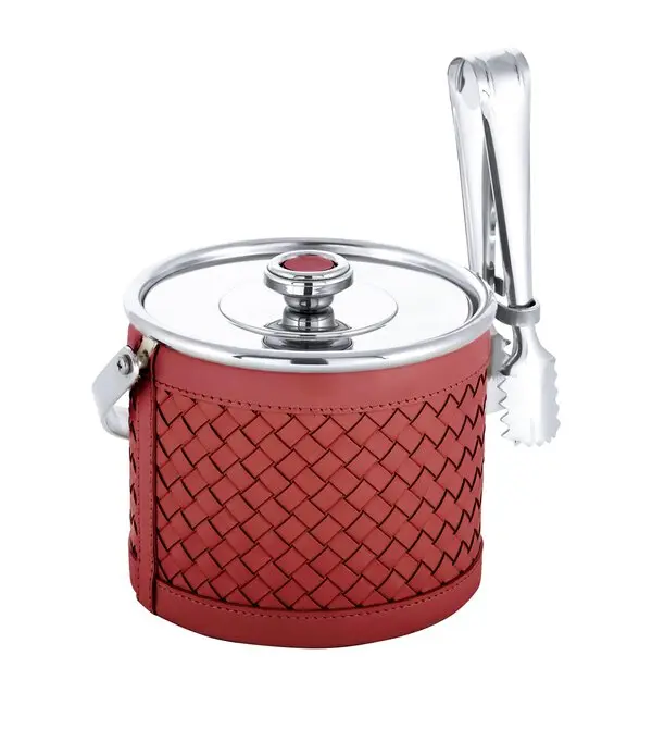 RIVIERE Leather Menfi Ice Bucket - Red