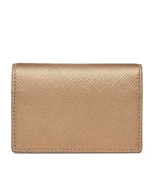 Smythson Panama Leather Folded Card Holder - Metallic