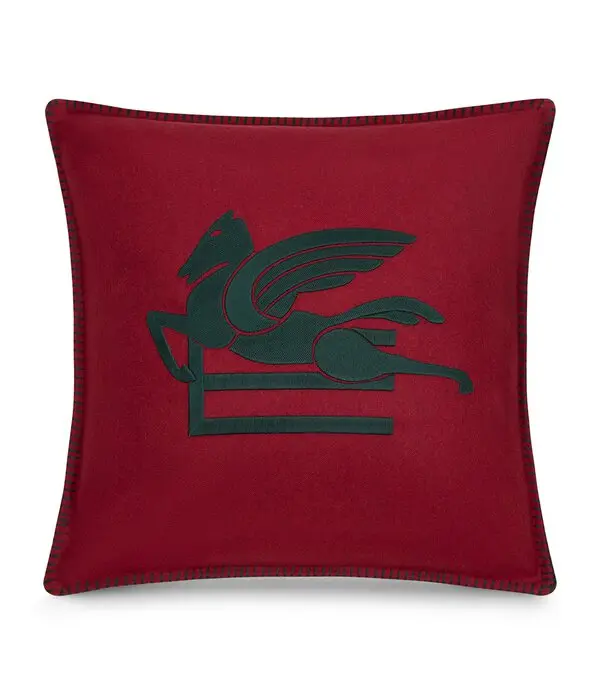 Etro Wool-blend Embroidered Ribot Cushion - Burgundy