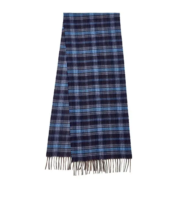 Harrods Cashmere Tartan Scarf - Navy