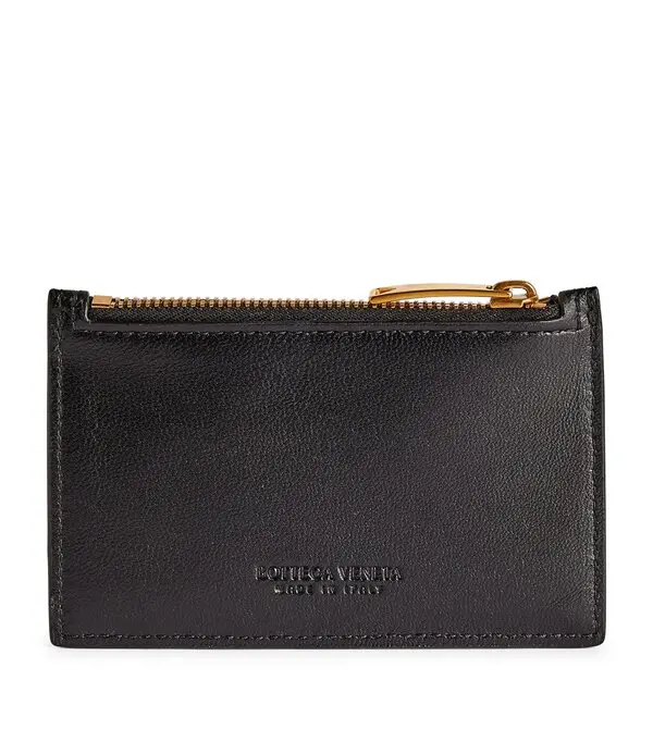 Bottega Veneta Leather Zipped Card Holder - Gold