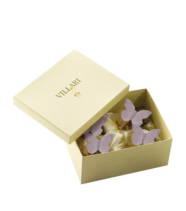 VILLARI Gold Plated Butterfly Napkin Rings - Pink