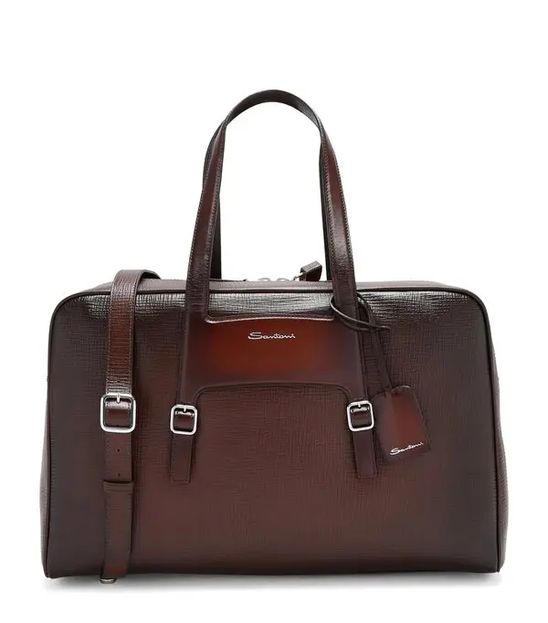 Santoni Leather Weekend Bag - Brown