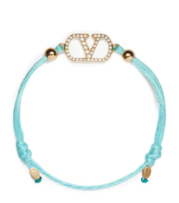 Valentino Garavani Embellished Vlogo Signature Bracelet - Turquoise