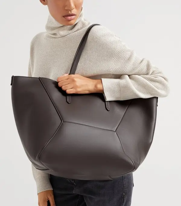 Brunello Cucinelli Bc Duo Calfskin Tote Bag - Brown