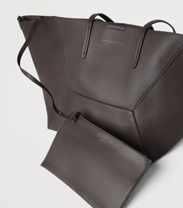 Brunello Cucinelli Bc Duo Calfskin Tote Bag - Brown