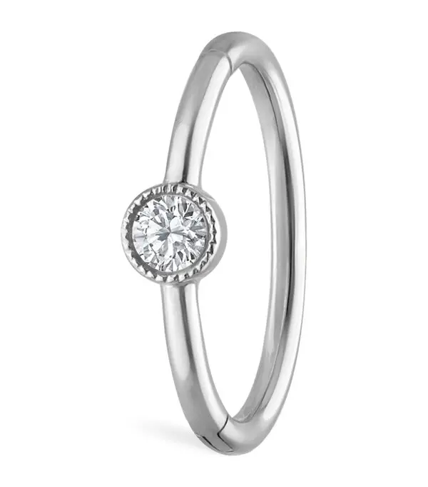 MARIA TASH Scalloped Diamond Clicker Hoop Earring - White