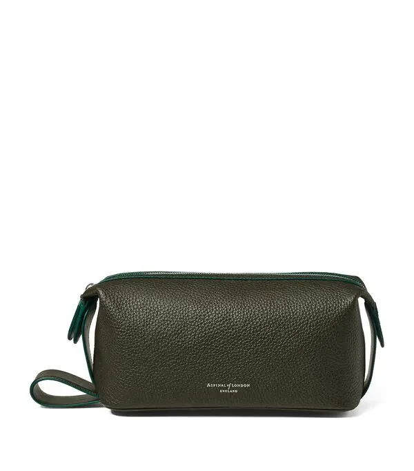 ASPINAL OF LONDON Leather Reporter Wash Bag - Green