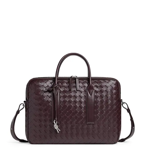 Bottega Veneta Leather Intrecciato Getaway Briefcase - Brown