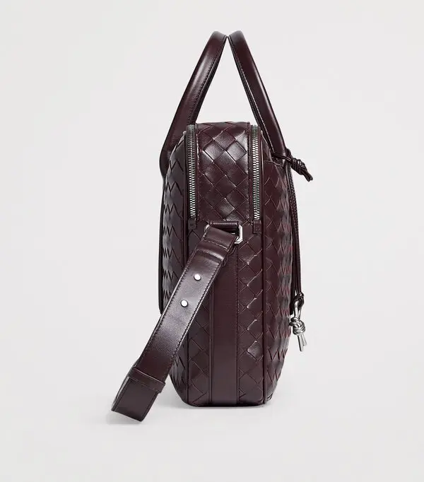 Bottega Veneta Leather Intrecciato Getaway Briefcase - Brown