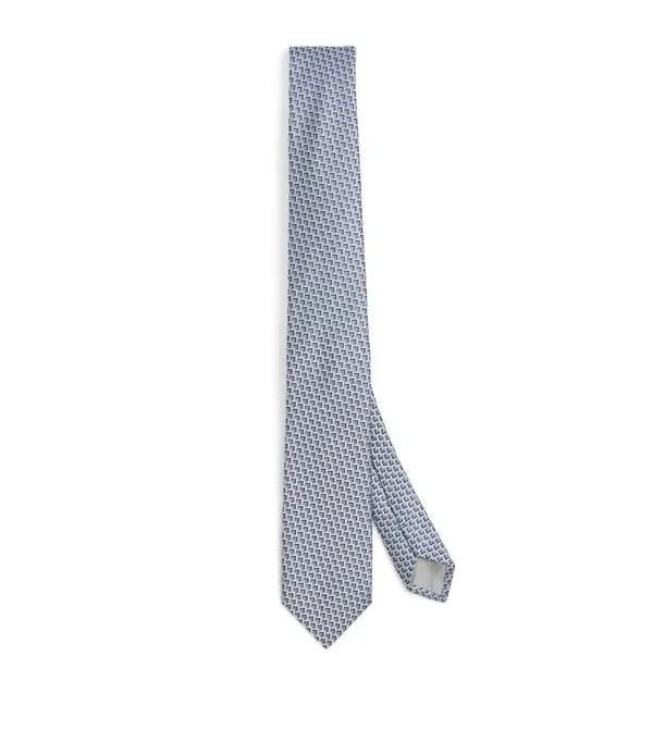 Giorgio Armani Silk Herringbone Neck Tie - Grey