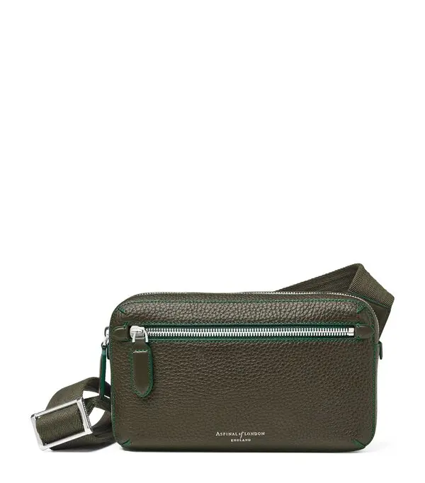 ASPINAL OF LONDON Leather Reporter Compact Belt Bag - Green