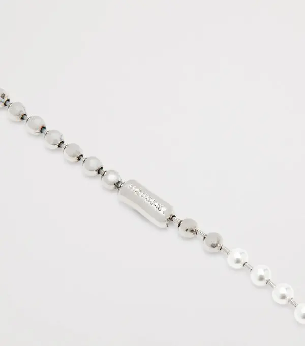 Alexander McQueen Faux Pearl And Skull Necklace - Black