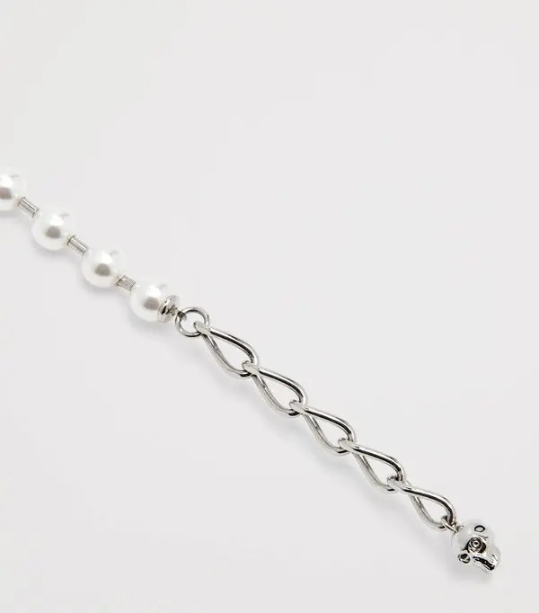 Alexander McQueen Faux Pearl And Skull Necklace - Black