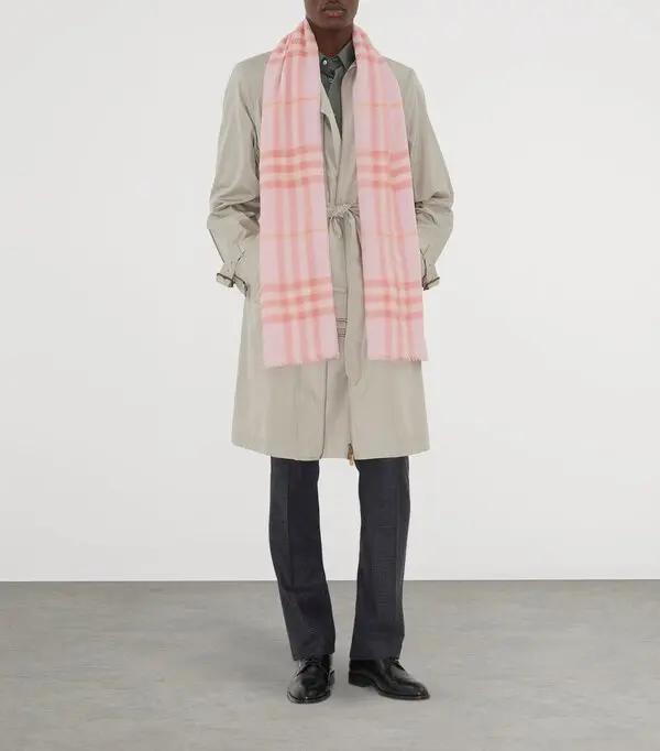 Burberry Wool Wide Check Scarf - Pink