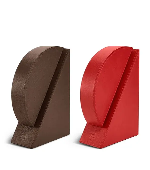 Assouline Leather Right Cubist Bookend - Brown