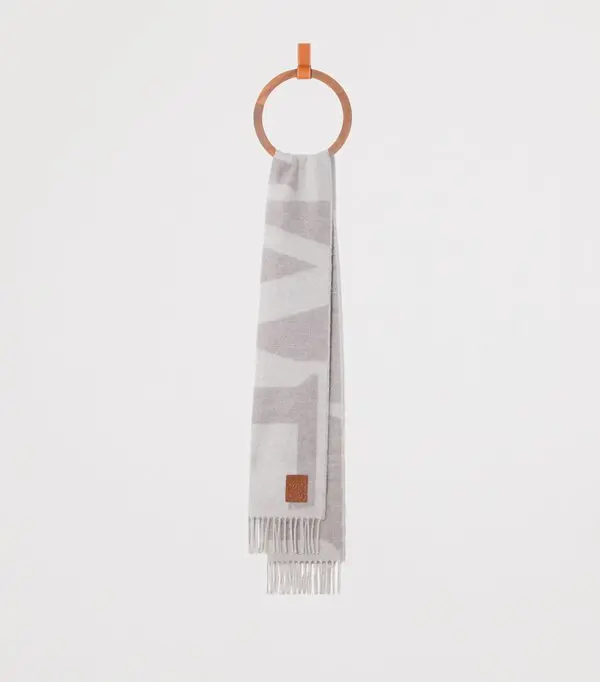 Loewe Cashmere Anagram Scarf - Grey