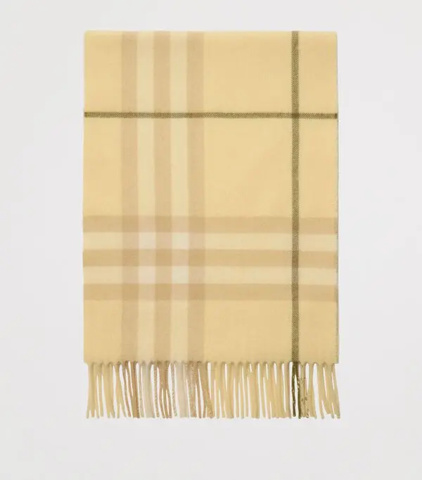 Burberry Cashmere Check Scarf - Yellow