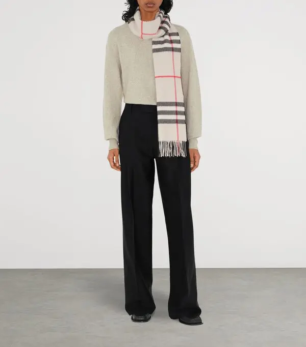 Burberry Cashmere Check Scarf - Beige