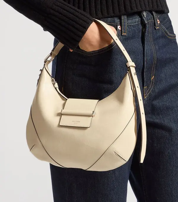 JIMMY CHOO Bar Leather Shoulder Bag - Beige