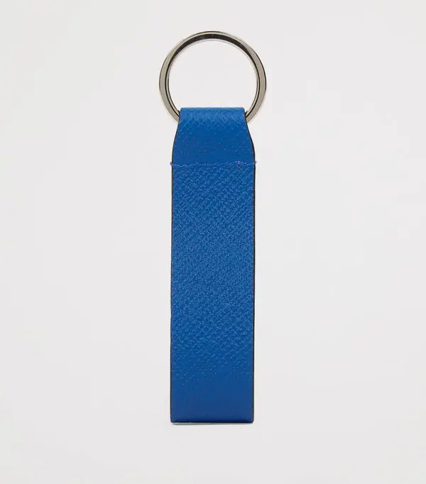 Smythson Panama Leather Keyring - Blue