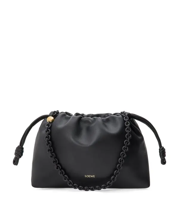 Loewe Medium Leather Flamenco Purse - Black
