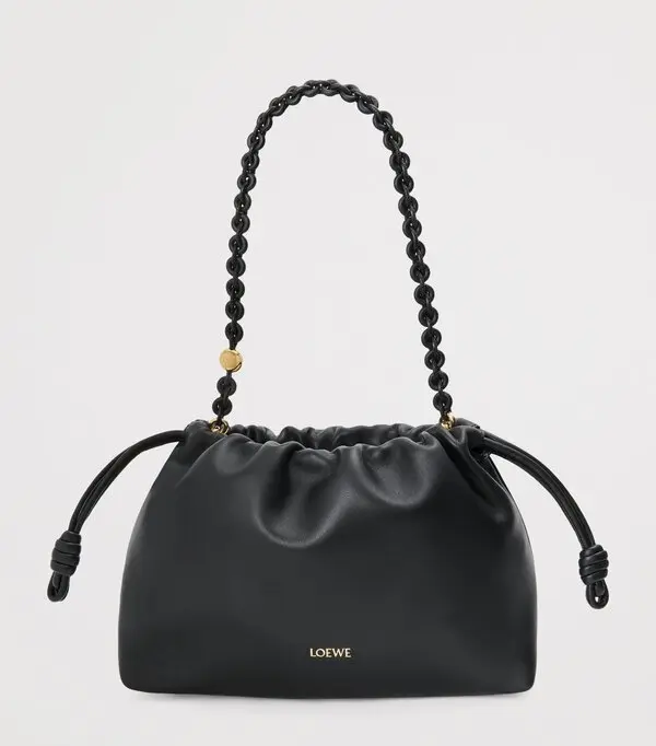 Loewe Medium Leather Flamenco Purse - Black