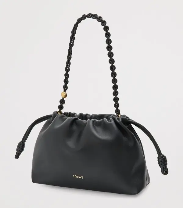 Loewe Medium Leather Flamenco Purse - Black