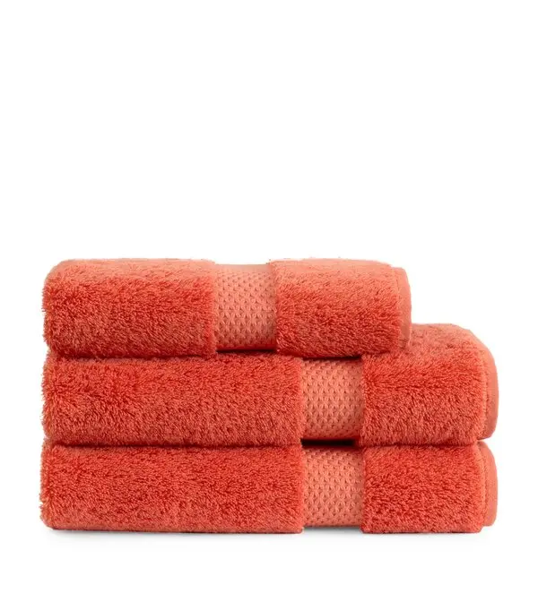 YVES DELORME Toile Corallin Guest Towel - Orange