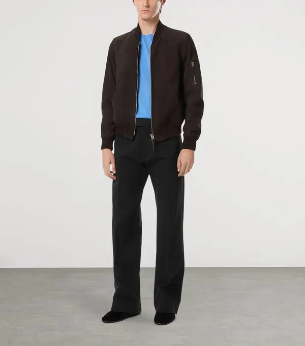 TOM FORD Leather Bomber Jacket - Brown