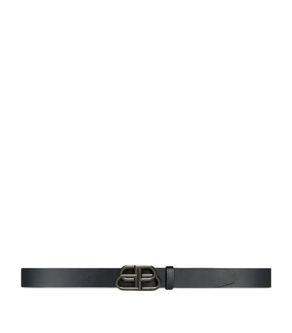 Balenciaga Leather Logo Belt - Black