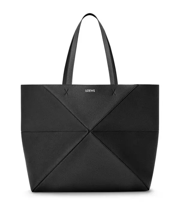 Loewe Large Puzzle Fold Leather Tote Bag - Black