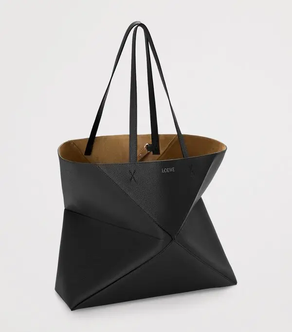 Loewe Large Puzzle Fold Leather Tote Bag - Black