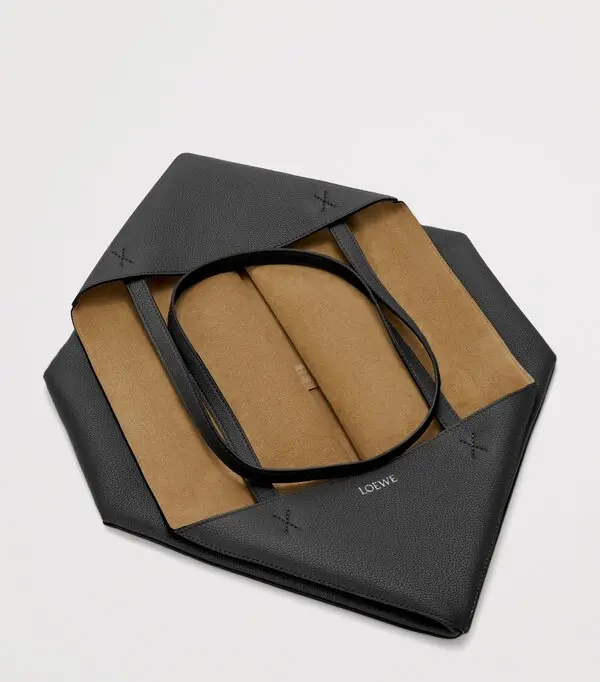 Loewe Large Puzzle Fold Leather Tote Bag - Black