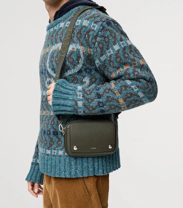 Loewe Small Leather Pebble Messenger Bag - Green
