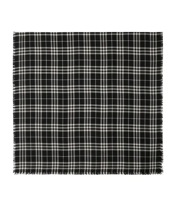 Burberry Cashmere-silk Check Scarf - Black