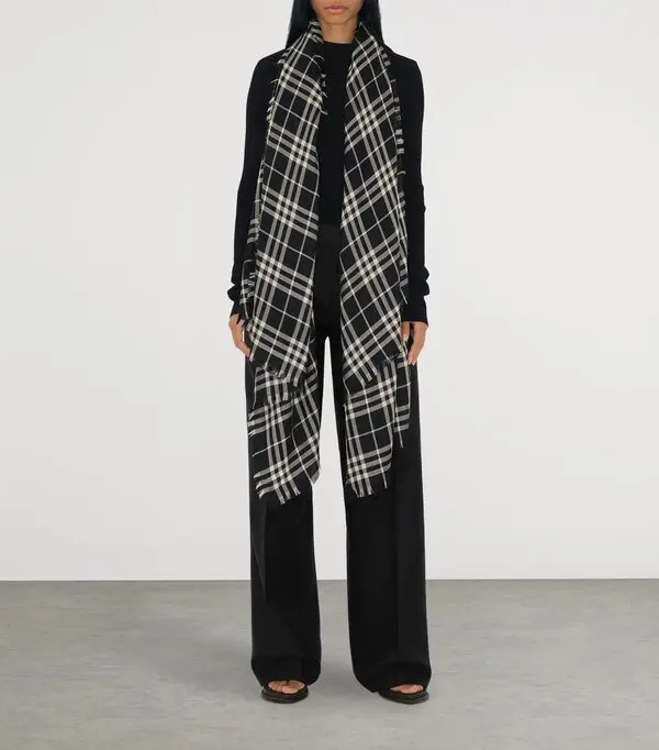Burberry Cashmere-silk Check Scarf