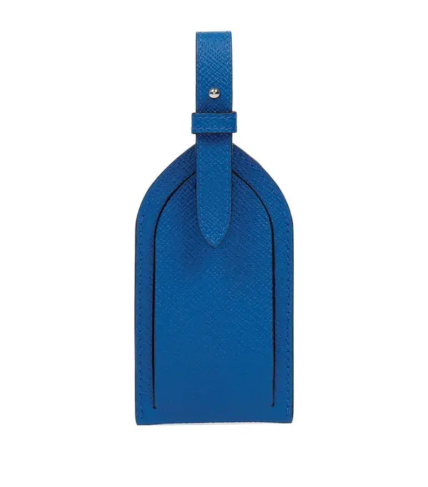 Smythson Panama Leather Luggage Tag - Blue
