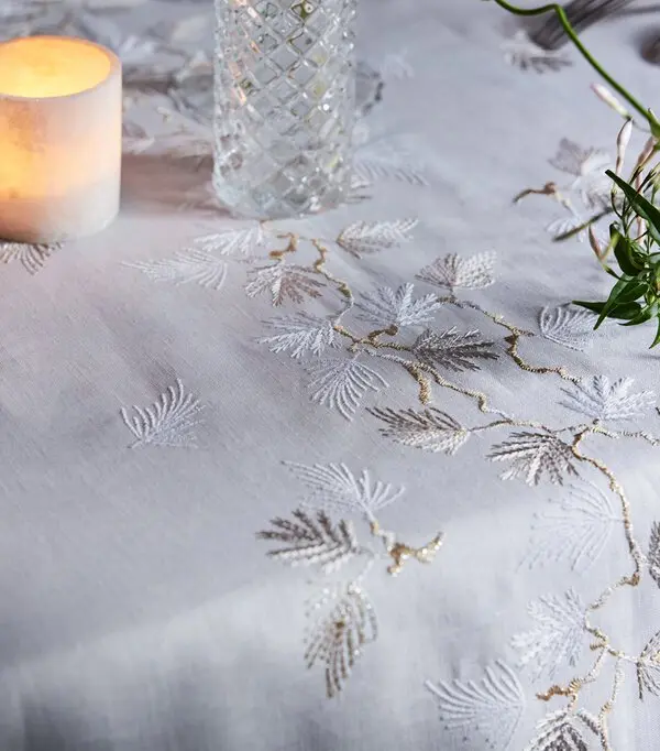 ALEXANDRE TURPAULT Linen Embroidered Tablecloth - Silver