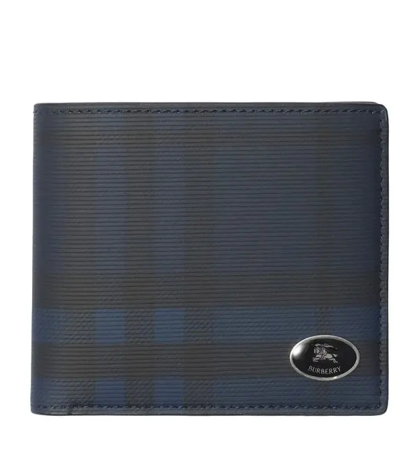 Burberry Check Bifold Coin Wallet - Navy
