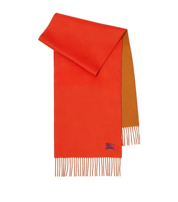 Burberry Cashmere Reversible Ekd Scarf - Orange