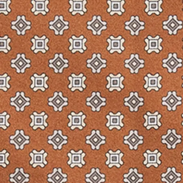 Canali Silk Tile Print Pocket Square - Brown