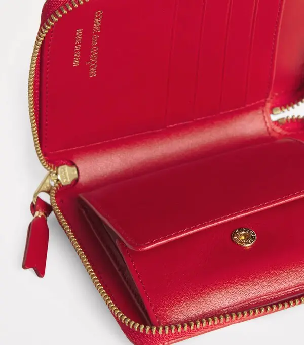 Comme Des Garçons Leather Polka-dot Zipped Wallet - Red